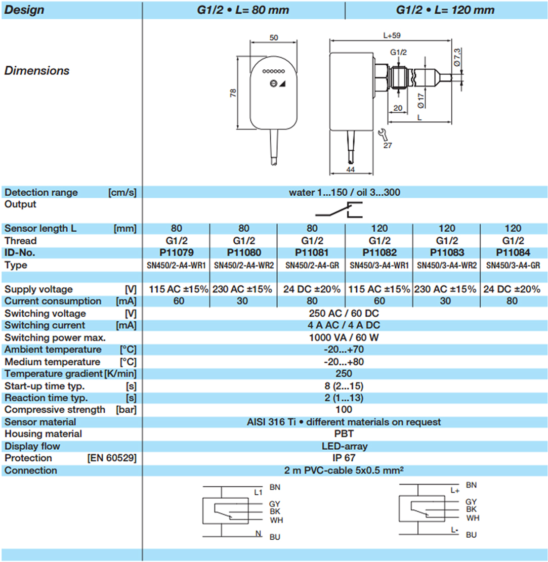 EGE - SN450/3 A4 GR - מפסק זרימה תרמי עם רגש ארוך במיוחד - United ...